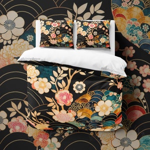 Colorful Fish Scale Quilt Cover Japanese Bedding Set, Cotton Duvet ...