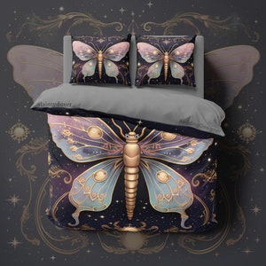 Purple Luna Moth Duvet Cover Dark Cottagecore Quilt Cover, Witchcore ...