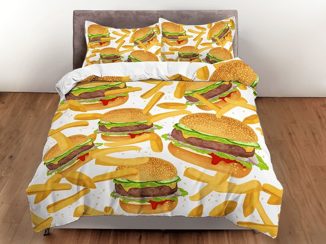 Hamburger Cotton Duvet Cover Fries Quilt Cover, Food Bedding Set Kids ...