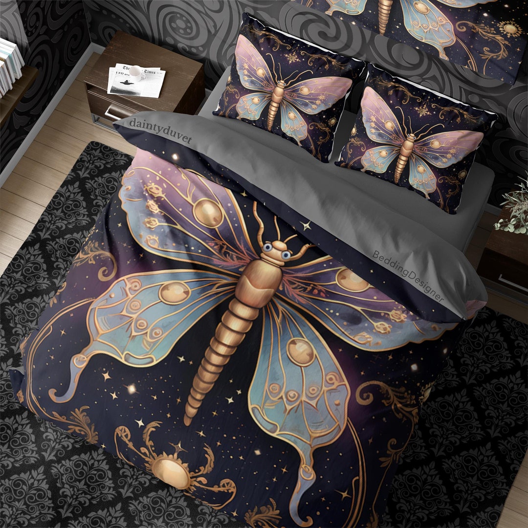 Purple Luna Moth Duvet Cover Dark Cottagecore Quilt Cover, Witchcore ...