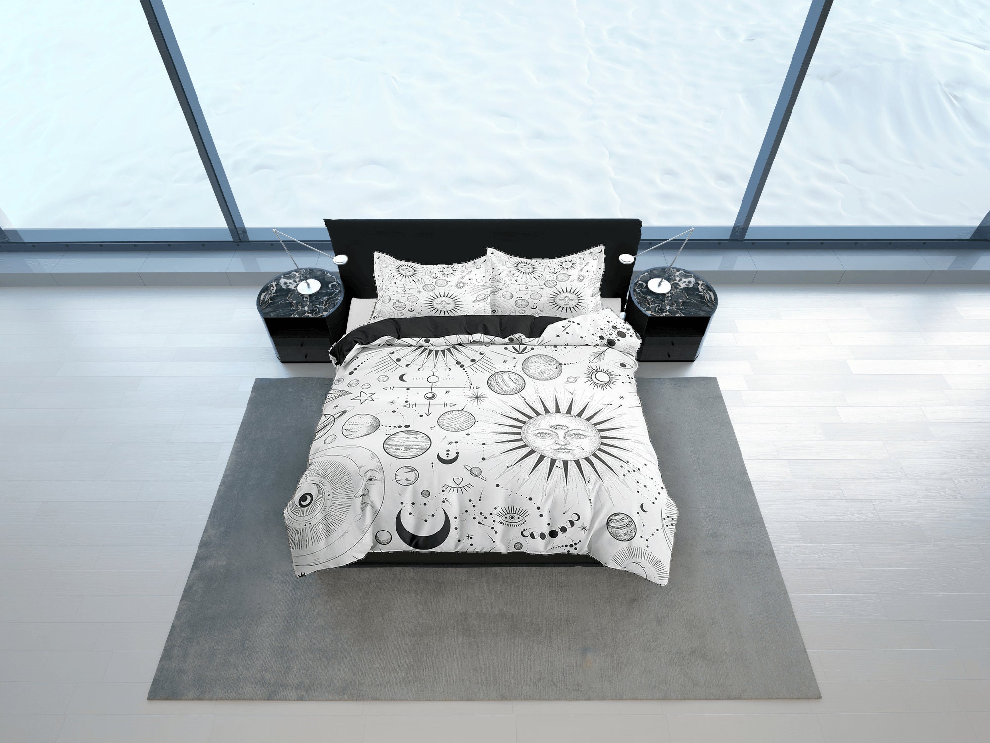 Celestial Cotton Duvet Cover Constellation Quilt Cover Sun - Etsy