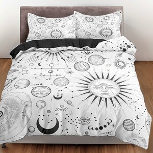 Celestial Cotton Duvet Cover Constellation Quilt Cover, Sun Bedding Set ...