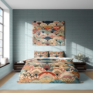 Oriental Pattern Quilt Cover Japanese Bedding Set, Cotton Duvet Cover ...