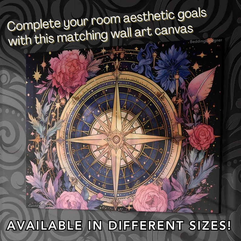 Geometric Compass Alchemy Aesthetic Duvet Cover Flower Witchcore Quilt ...