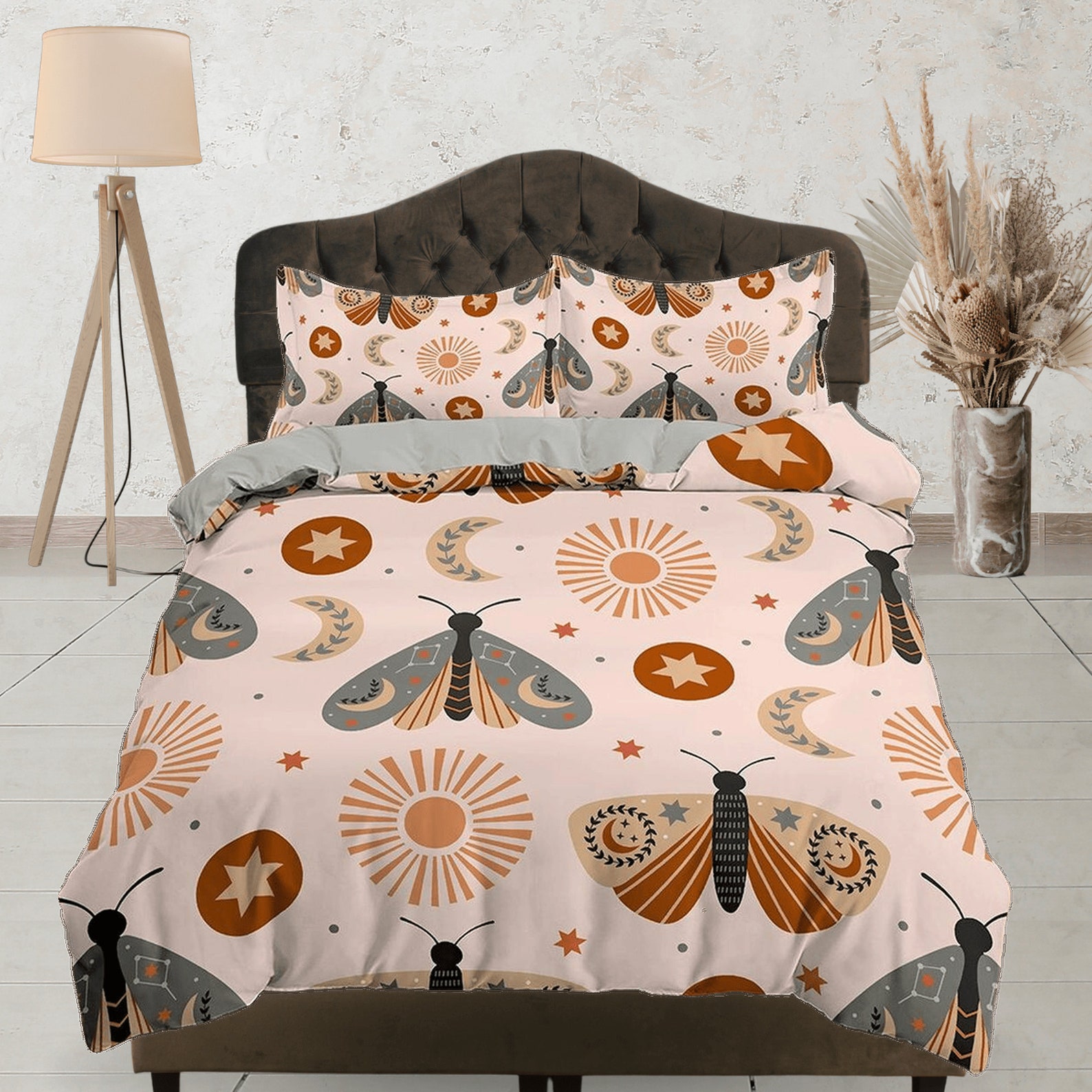Moth Cotton Duvet Cover Insect Quilt Cover, Celestial Bedding Set Stars ...
