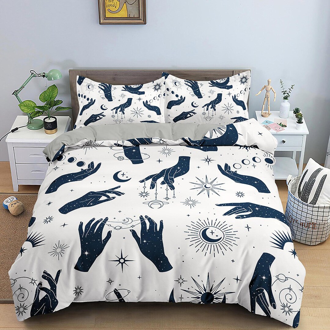 Celestial Bedding Woman Hands Sun Stars Witchy Decor Dorm Bedding ...
