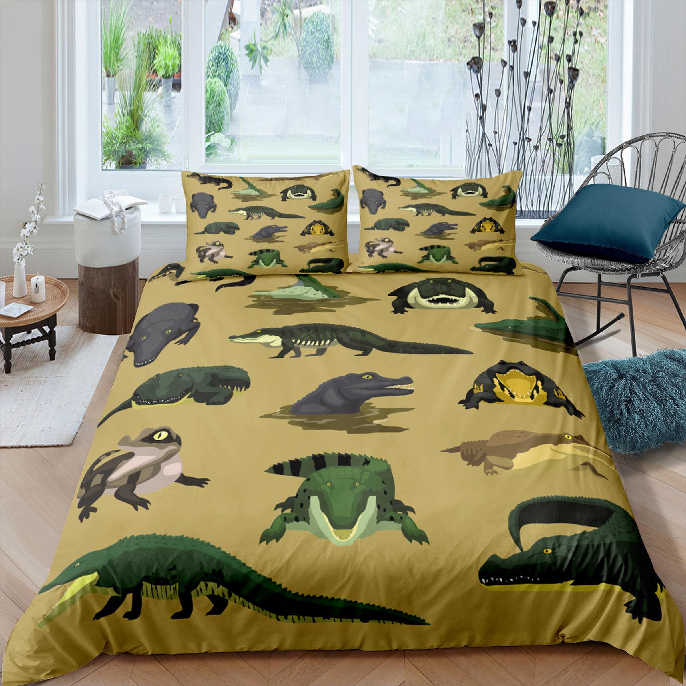 Crocodile Bedding, Kids Bedding Full, Cute Duvet Cover Set, Crocodile ...