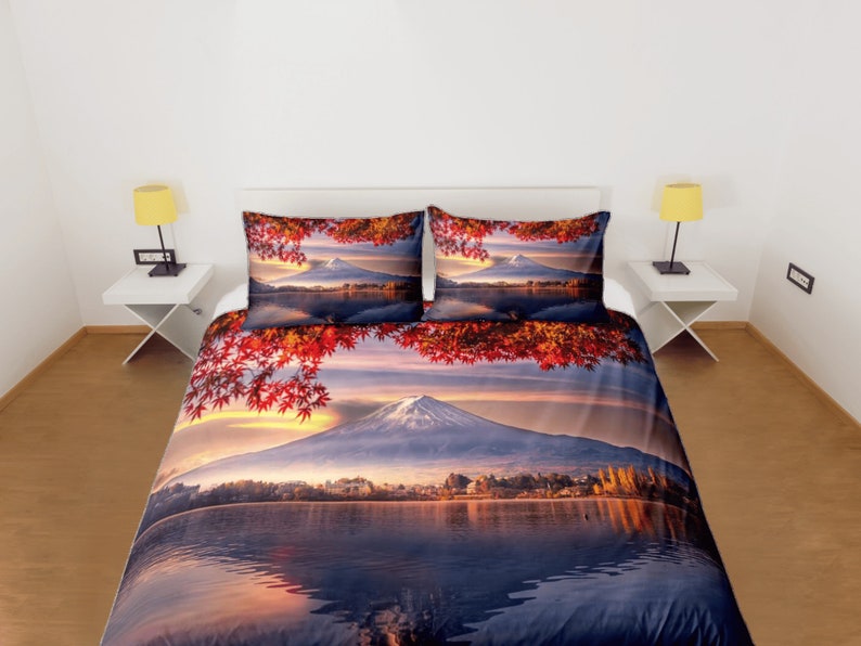 Volcano Cotton Duvet Cover Mount Fuji Quilt Cover, Japanese Art Bedding ...