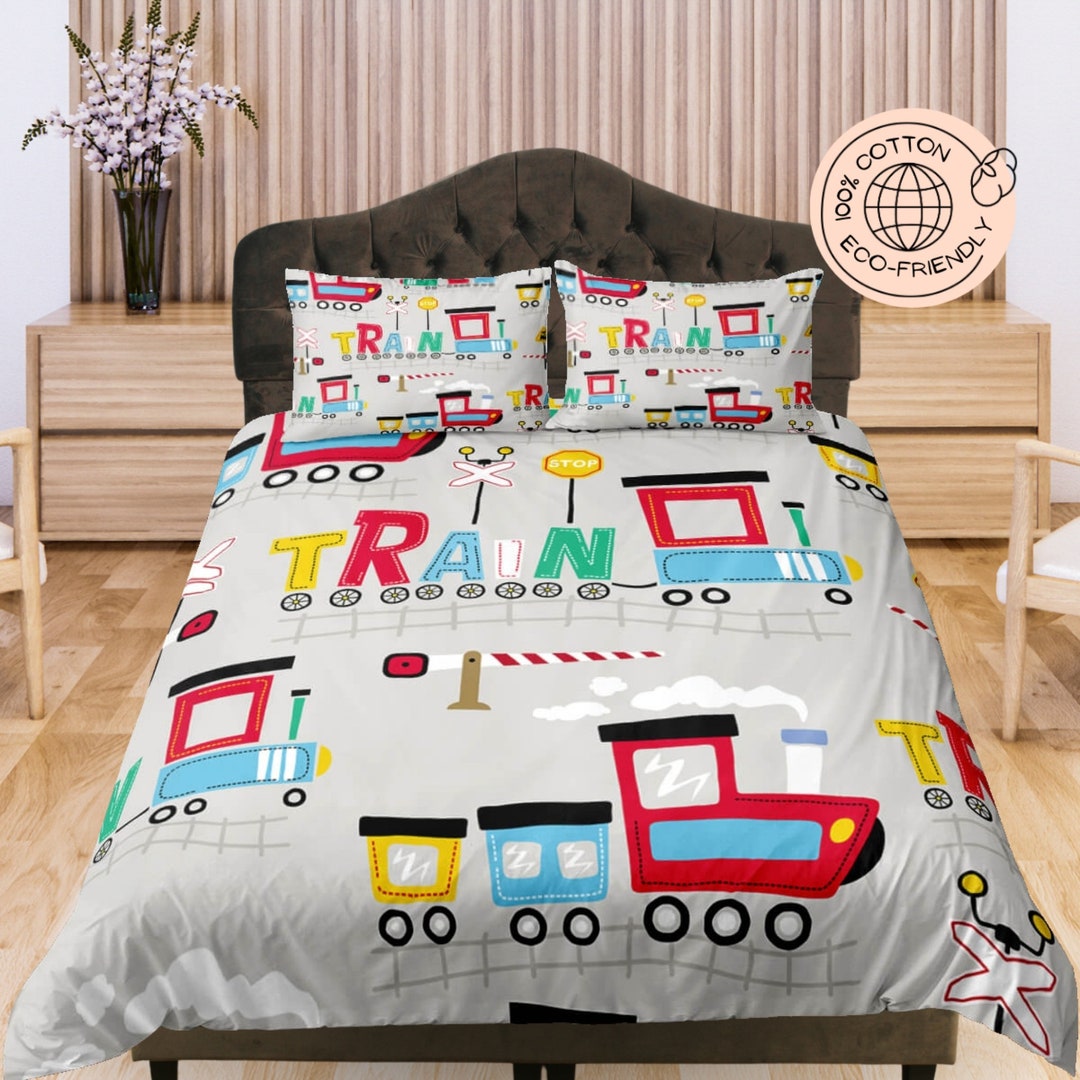 Train Cotton Duvet Cover Kid's Quilt Cover, Toddler's Room Blanket ...