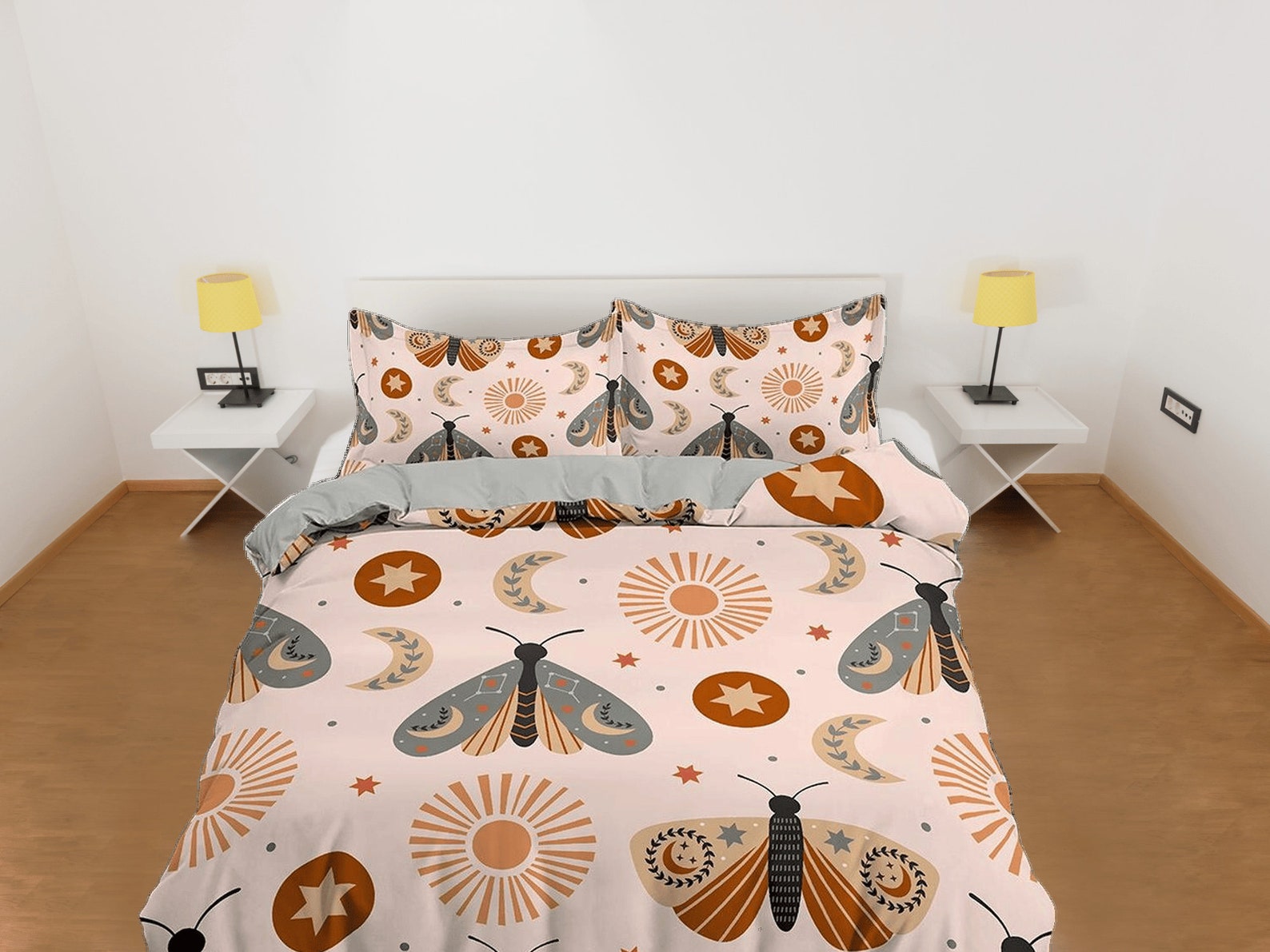 Moth Cotton Duvet Cover Insect Quilt Cover, Celestial Bedding Set Stars ...