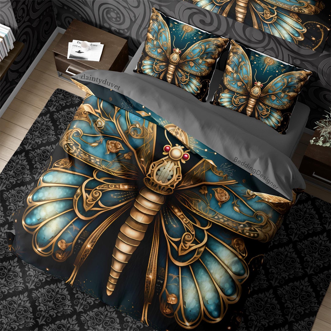 Luna Moth Whimsigothic Duvet Cover Set Dark Royalty Bedding, Wizard ...