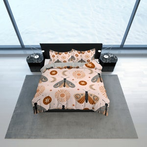 Moth Cotton Duvet Cover Insect Quilt Cover, Celestial Bedding Set Stars ...