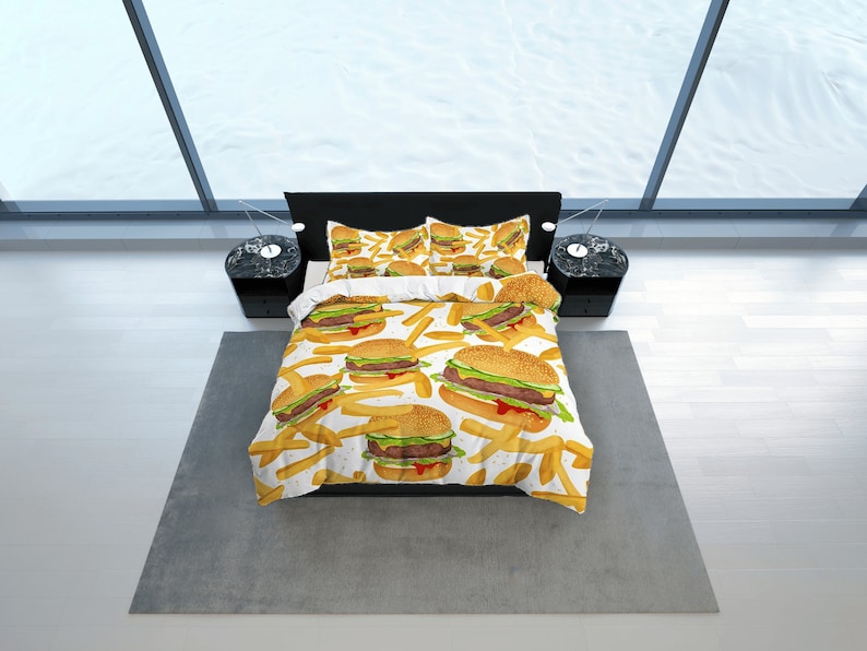 Hamburger Cotton Duvet Cover Fries Quilt Cover, Food Bedding Set Kids ...