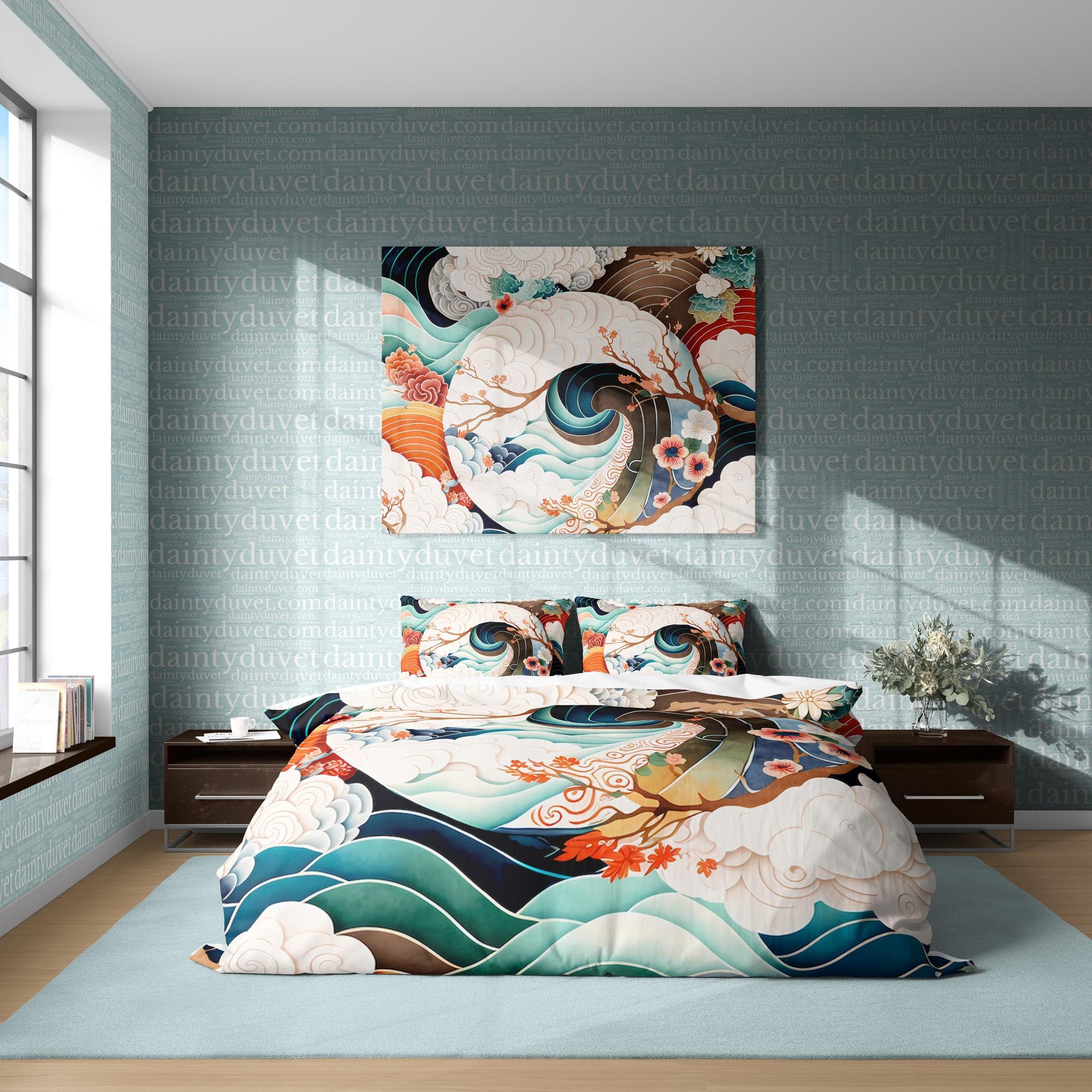 Great Wave Duvet Cover Japanese Pattern Quilt Cover Cherry - Etsy