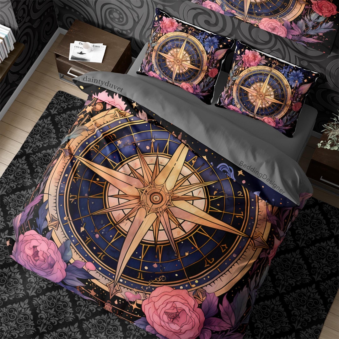 Geometric Compass Alchemy Aesthetic Duvet Cover Flower Witchcore Quilt ...