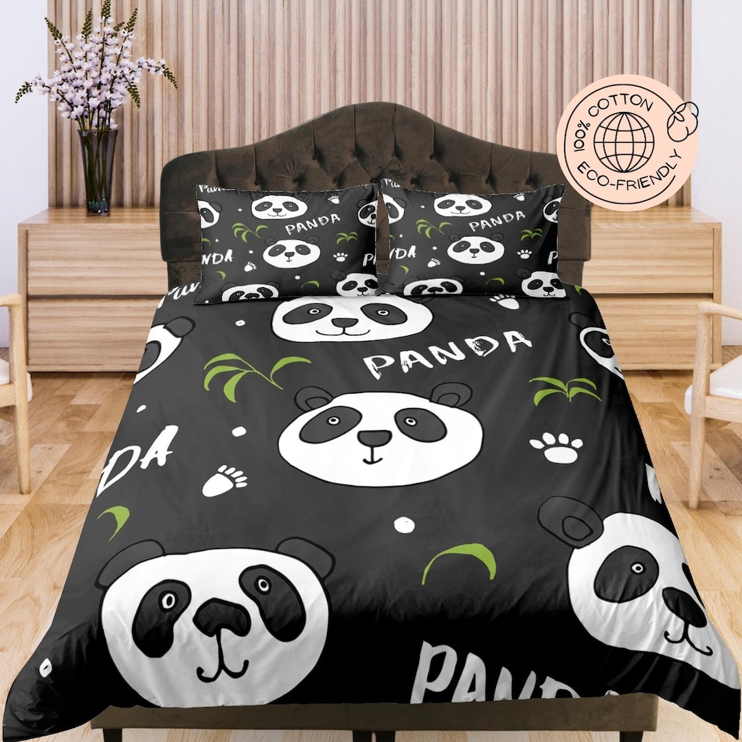 Cute Panda Cotton Duvet Cover Black and White Quilt Cover, Kid's Room ...