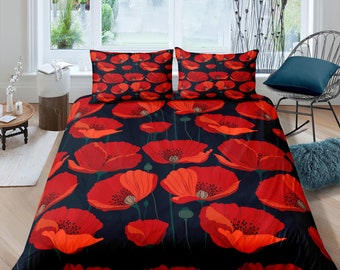 Red Poppies Bedding - Etsy