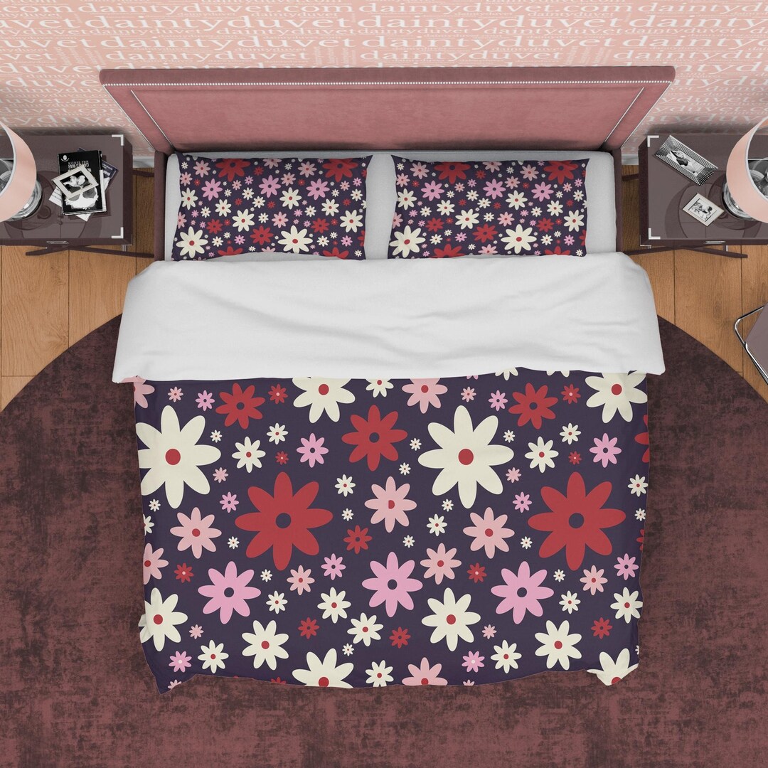 Colorful Flower Duvet Cover 90s Nostalgia Quilt Cover, Vibrant ...