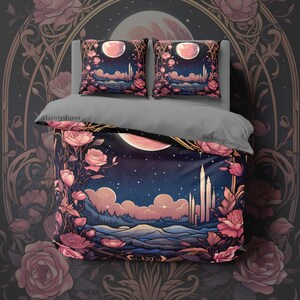 Alchemy Aesthetic Pink Moon Duvet Cover Dark Cottagecore Quilt Cover ...