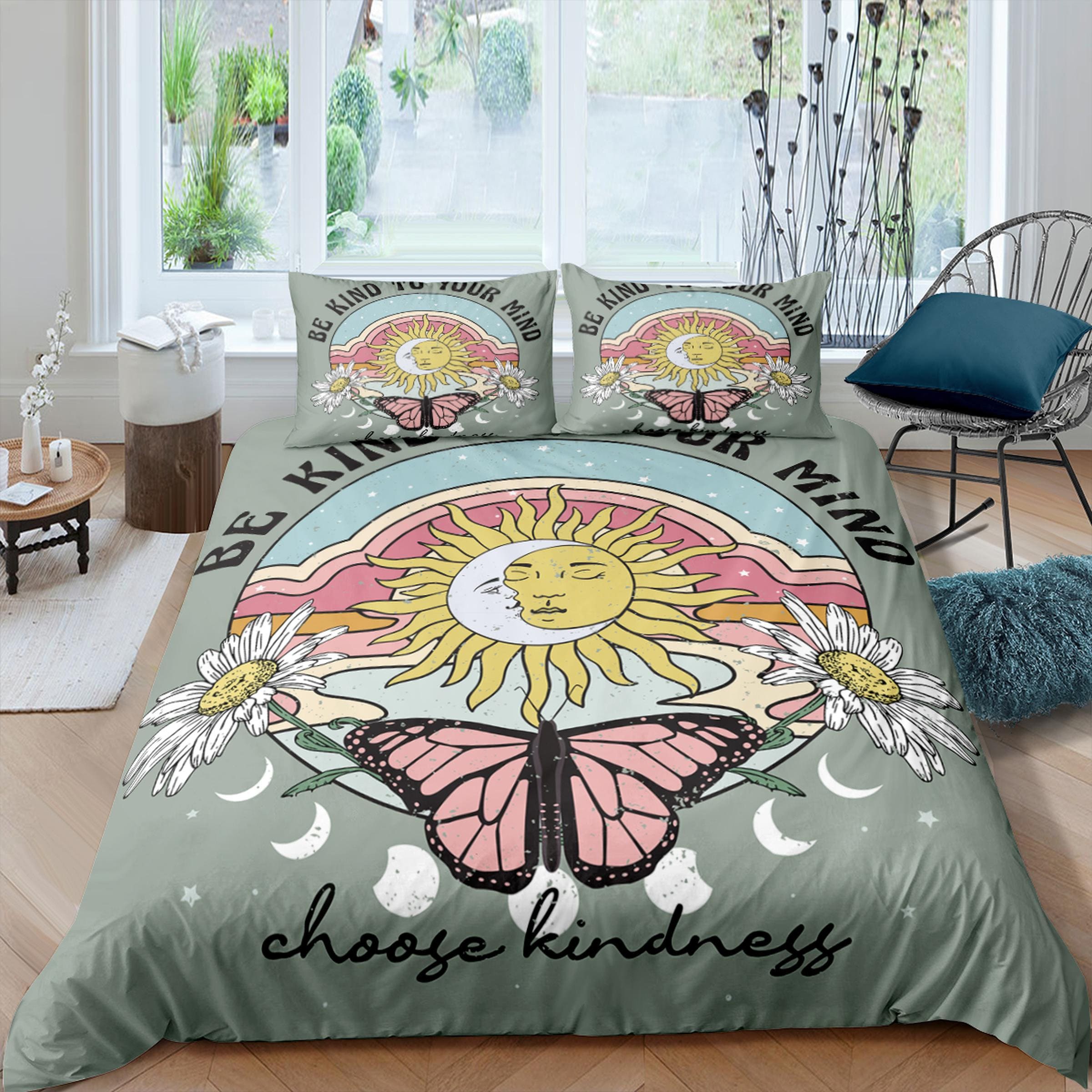 Celestial Bedding 90s Nostalgia Hippie Bedding Retro Duvet Cover Set ...