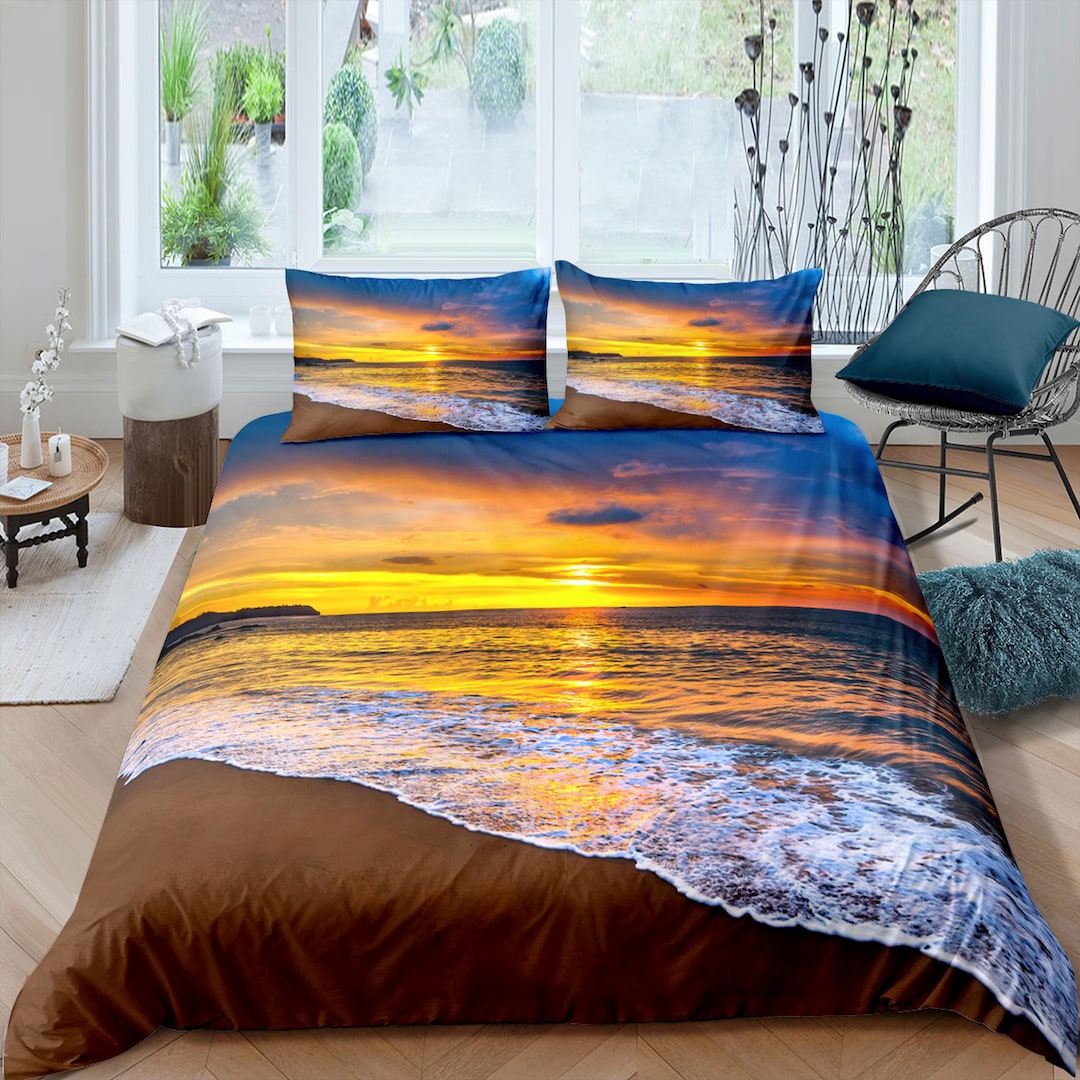 Afternoon in the Beach Coastal Grandma Duvet Cover Nautical Bedding Set ...