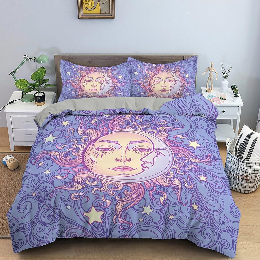 Sun and Moon Astrology Boho Bedding, Zodiac Gift Celestial Dorm Bedding ...