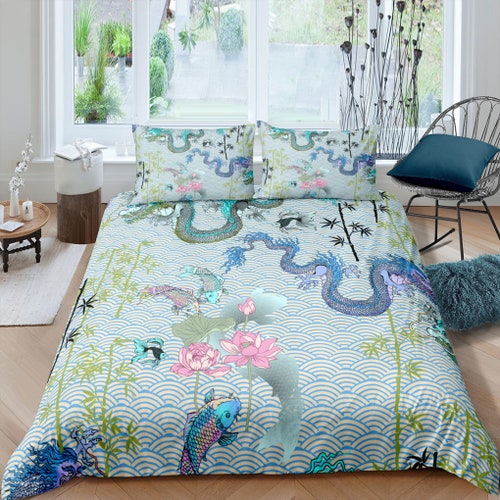 Samurai Bedding Japanese Duvet Cover Set for King Queen - Etsy