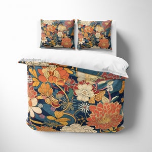 Japanese Pattern Duvet Cover Colorful Flower Quilt Cover, Chrysanthemum ...