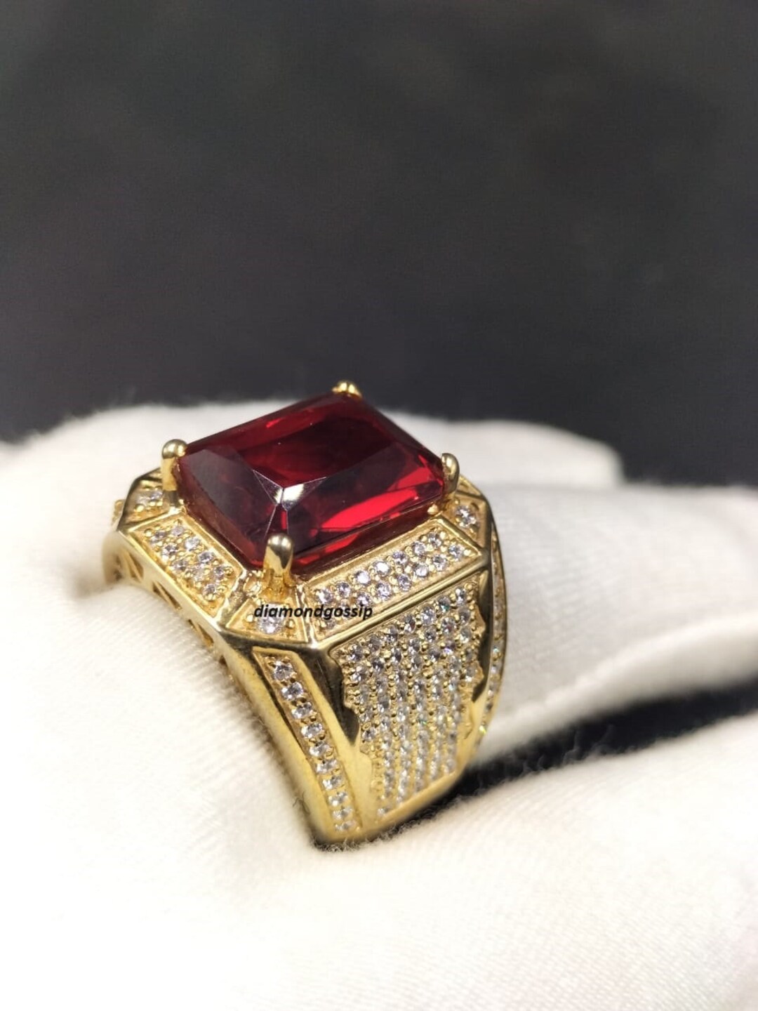 3CT Ruby Engagement Ring Antique Men Wedding Ring Oval Cut Red Gemstone ...