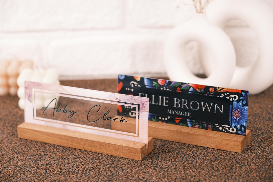 Personalized Acrylic Desk Name Plate: Custom Engraved Office Decor - Etsy