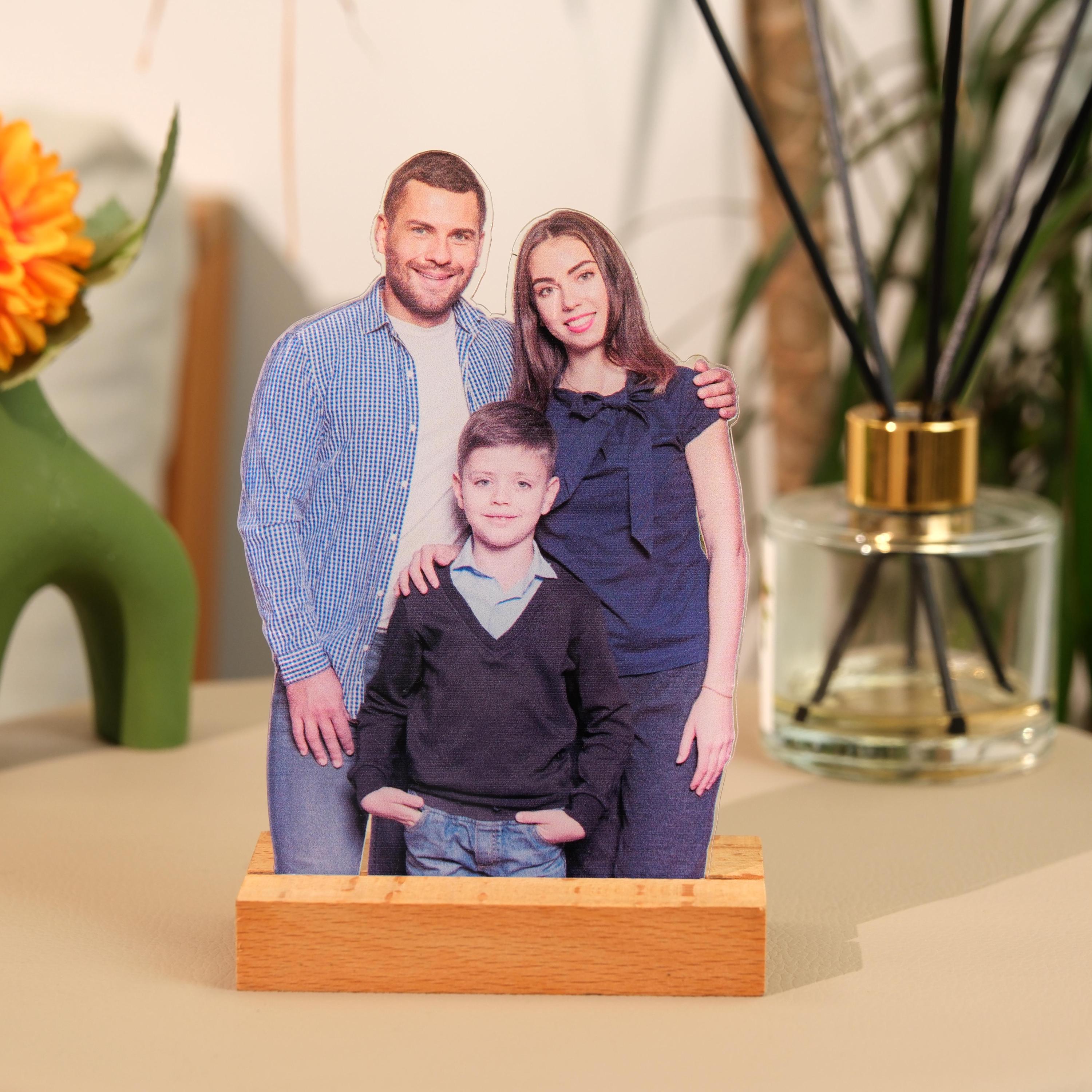 Custom Acrylic Photo Cutout Statuette With Wooden Stand, Mothers Day ...