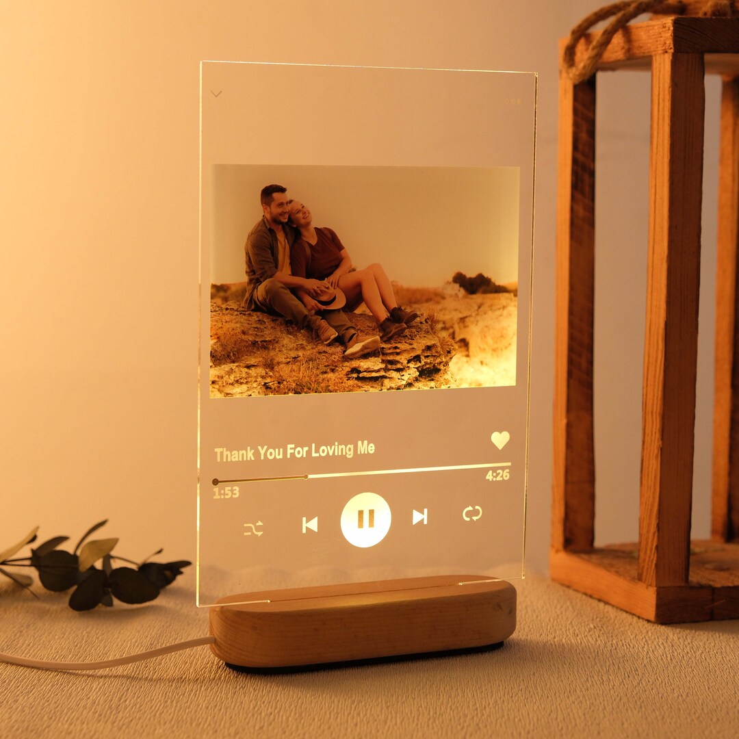 Valentines Gift for Him Custom, Personalized Photo Song Acrylic Plaque ...
