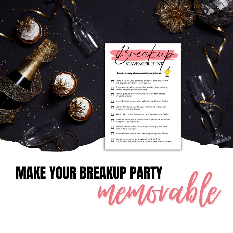 Breakup Scavenger Hunt Game Printable Breakup Party Instant - Etsy