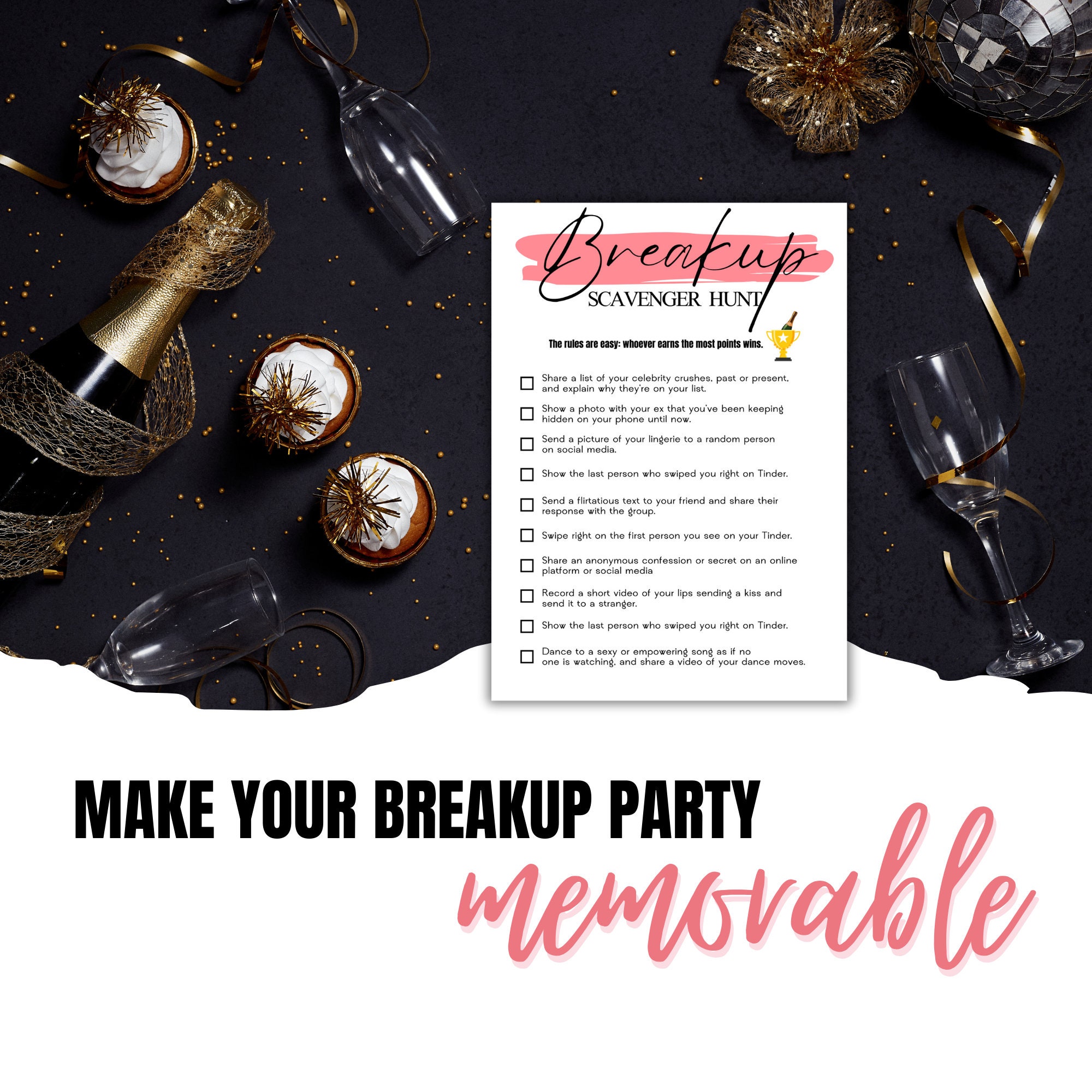 Breakup Scavenger Hunt Game Printable Breakup Party Instant Download ...