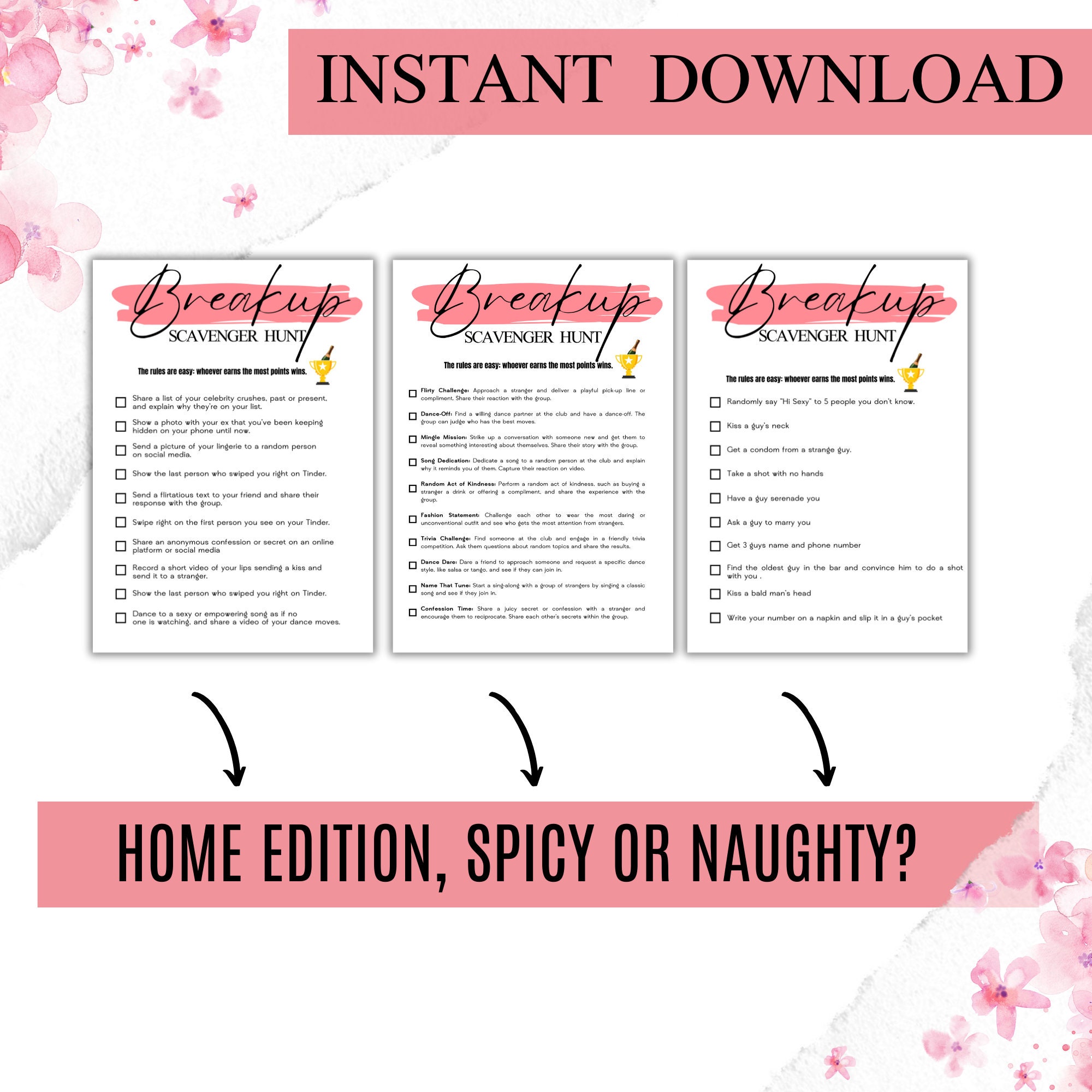 Breakup Scavenger Hunt Game Printable Breakup Party Instant Download ...