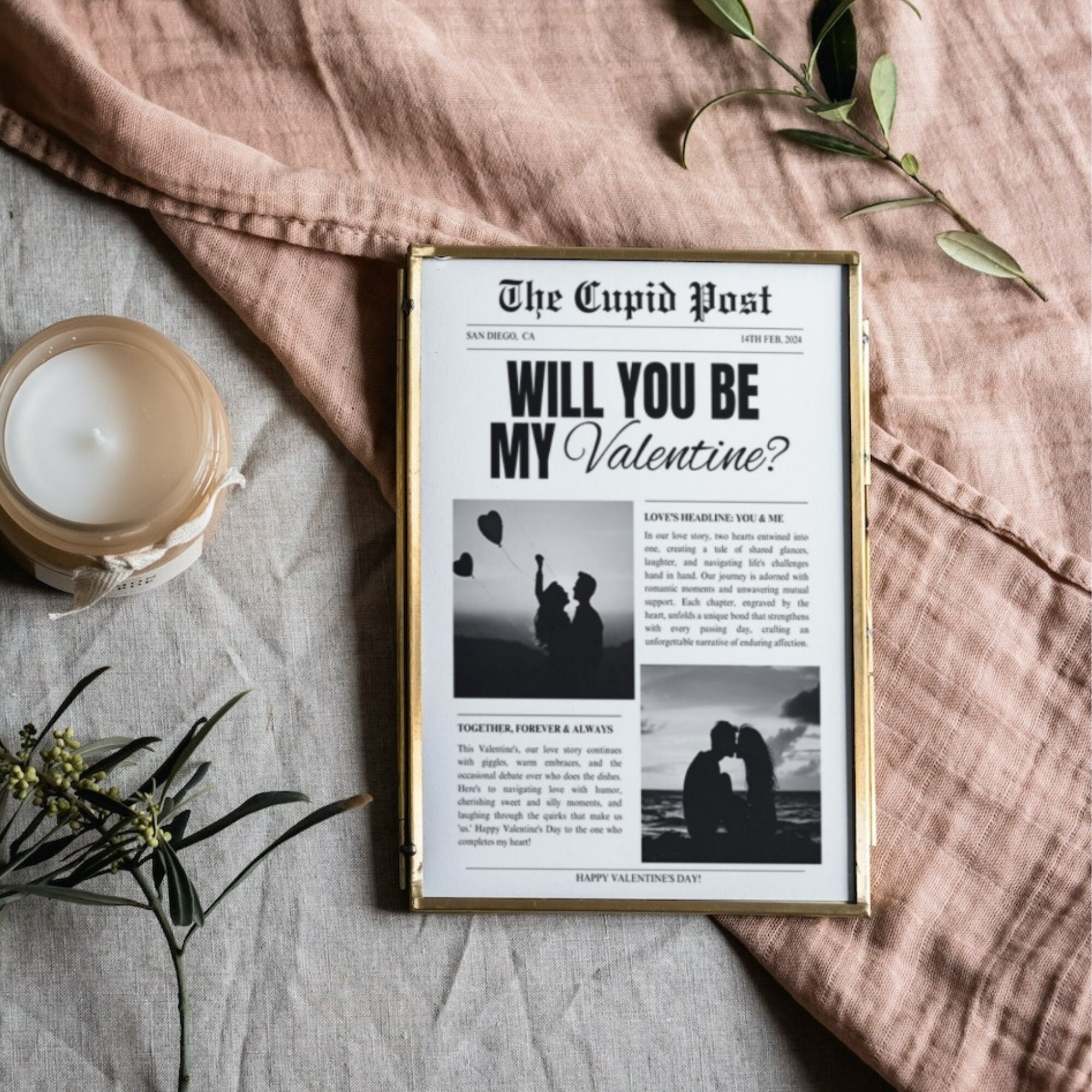 Valentine's Cupid Post Newspaper Template: Valentine Flower Wrap Insert ...