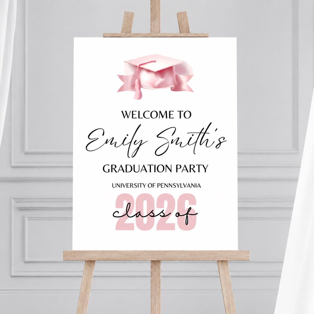 Modern Graduation Welcome Sign Template: Minimalist Party Decor ...