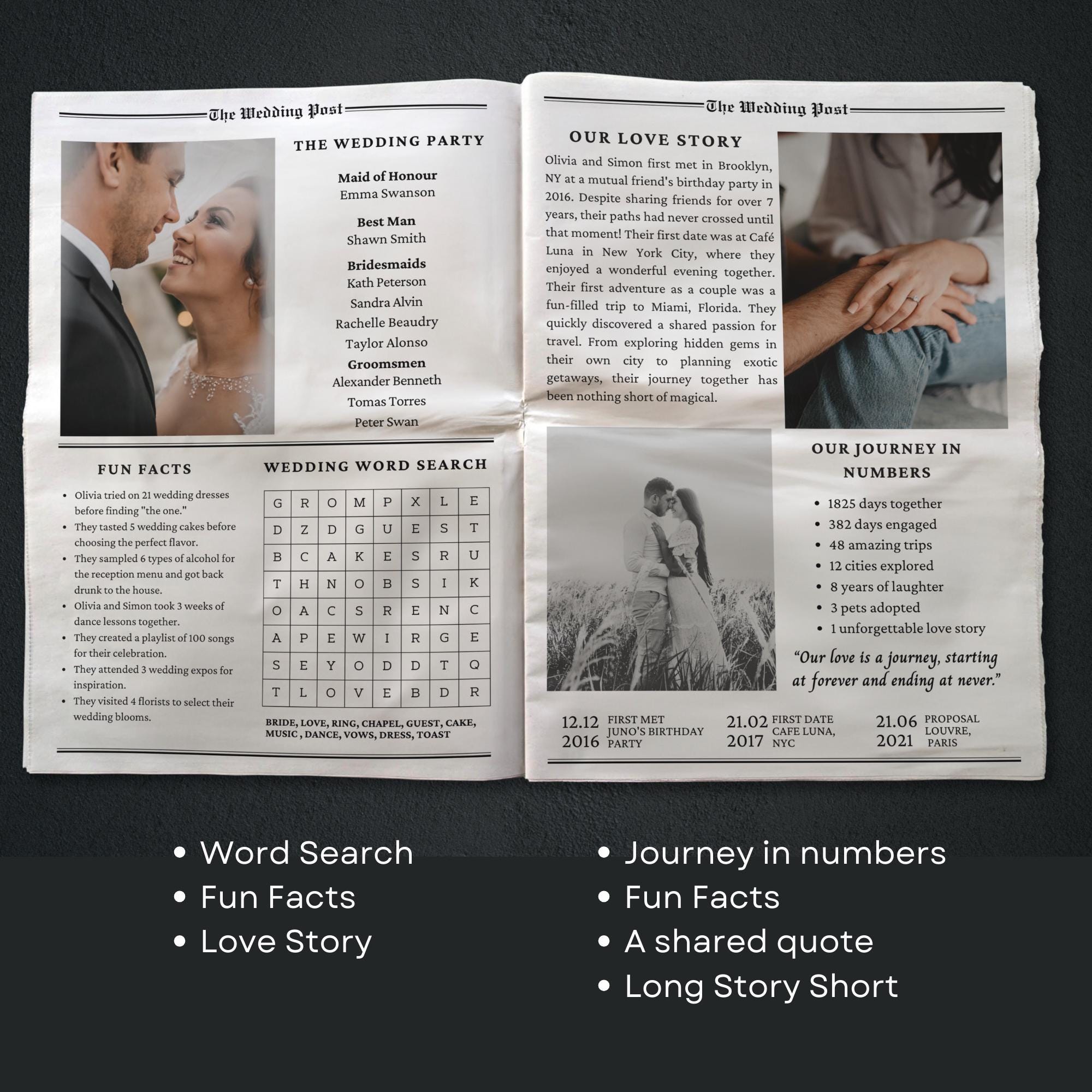 Wedding Newspaper Template, Newspaper Wedding Program, Wedding ...