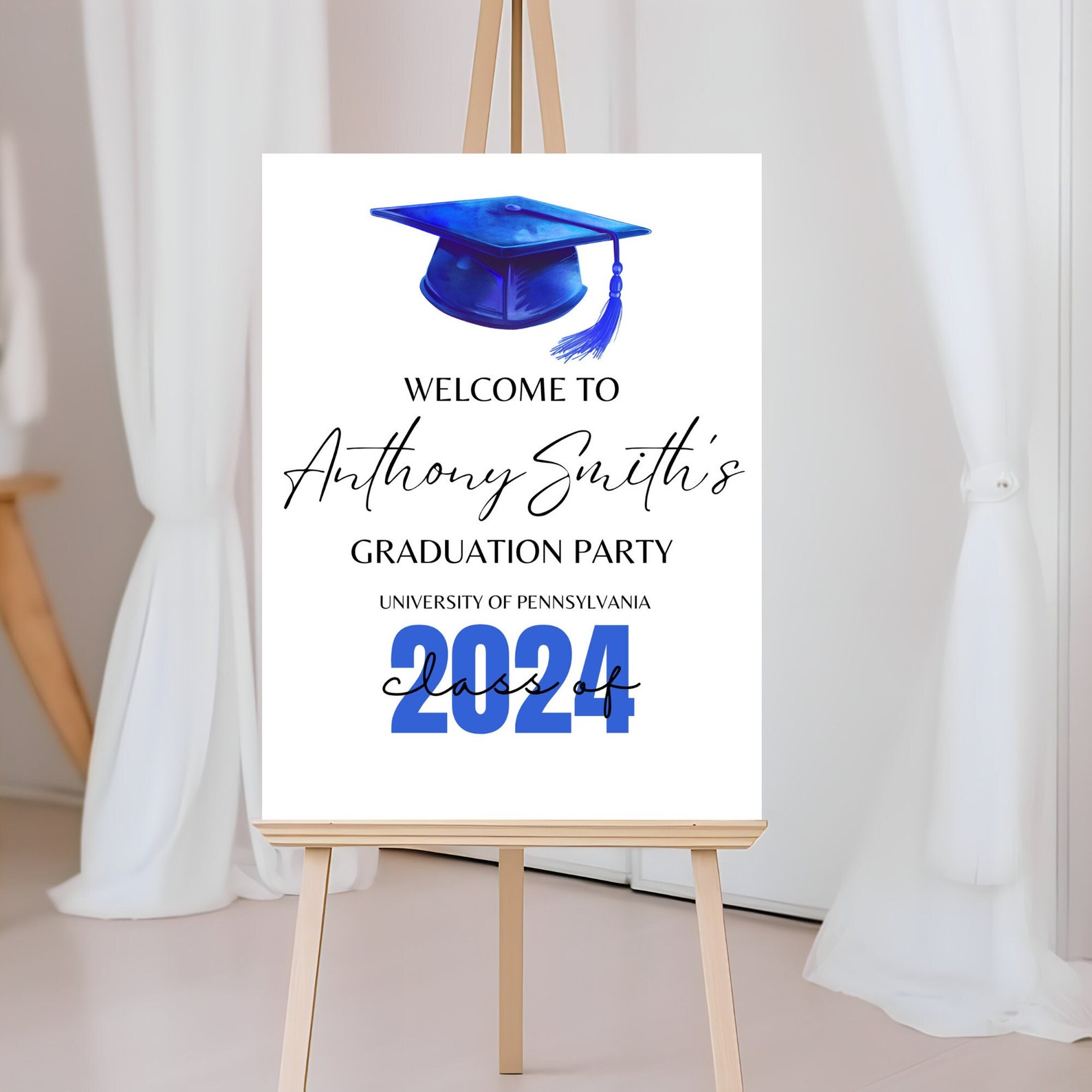Modern Blue Graduation Welcome Sign Template (digital Download) - Etsy