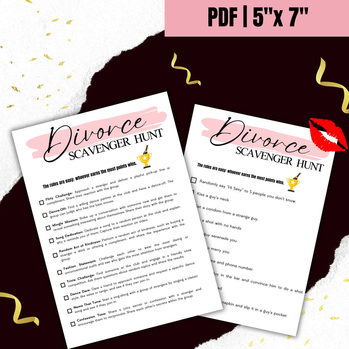 Divorce Party Game - Scavenger Hunt Printable | Instant Download ...