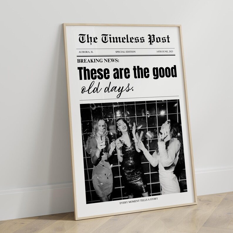 Personalized Newspaper Photo Print: Custom Newsprint Wall Art (digital ...