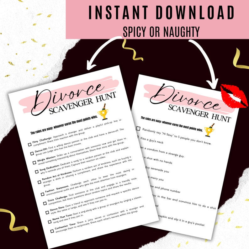 Divorce Party Game - Scavenger Hunt Printable | Instant Download ...