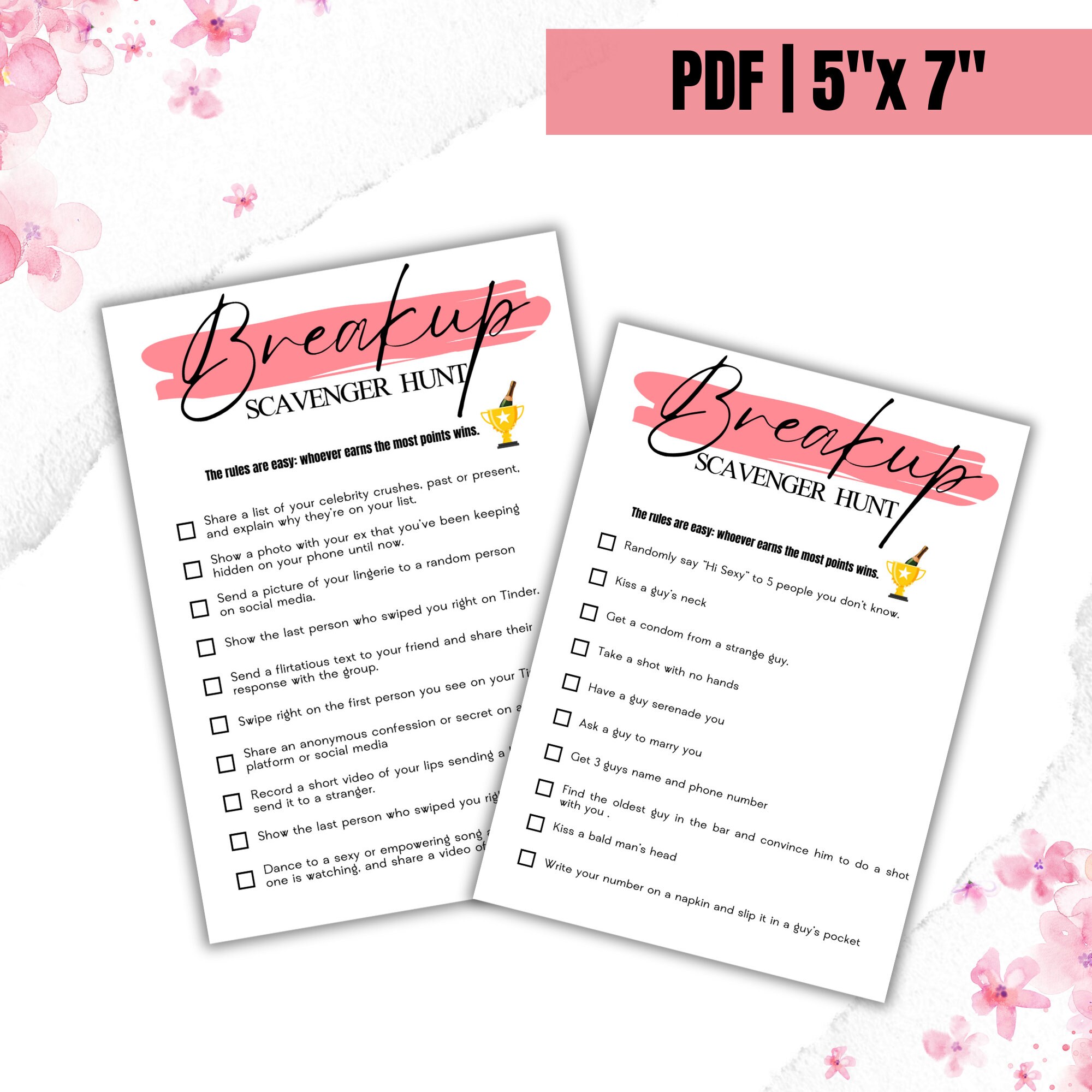 Breakup Scavenger Hunt Game Printable Breakup Party Instant Download ...