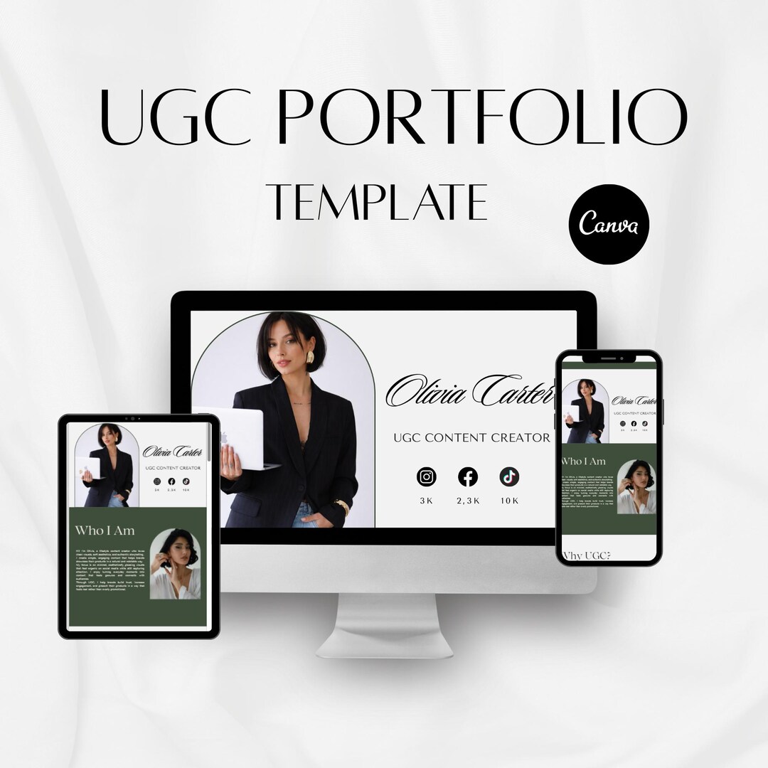 Green UGC Portfolio Template Canva, Content Creator Media Kit, Content ...