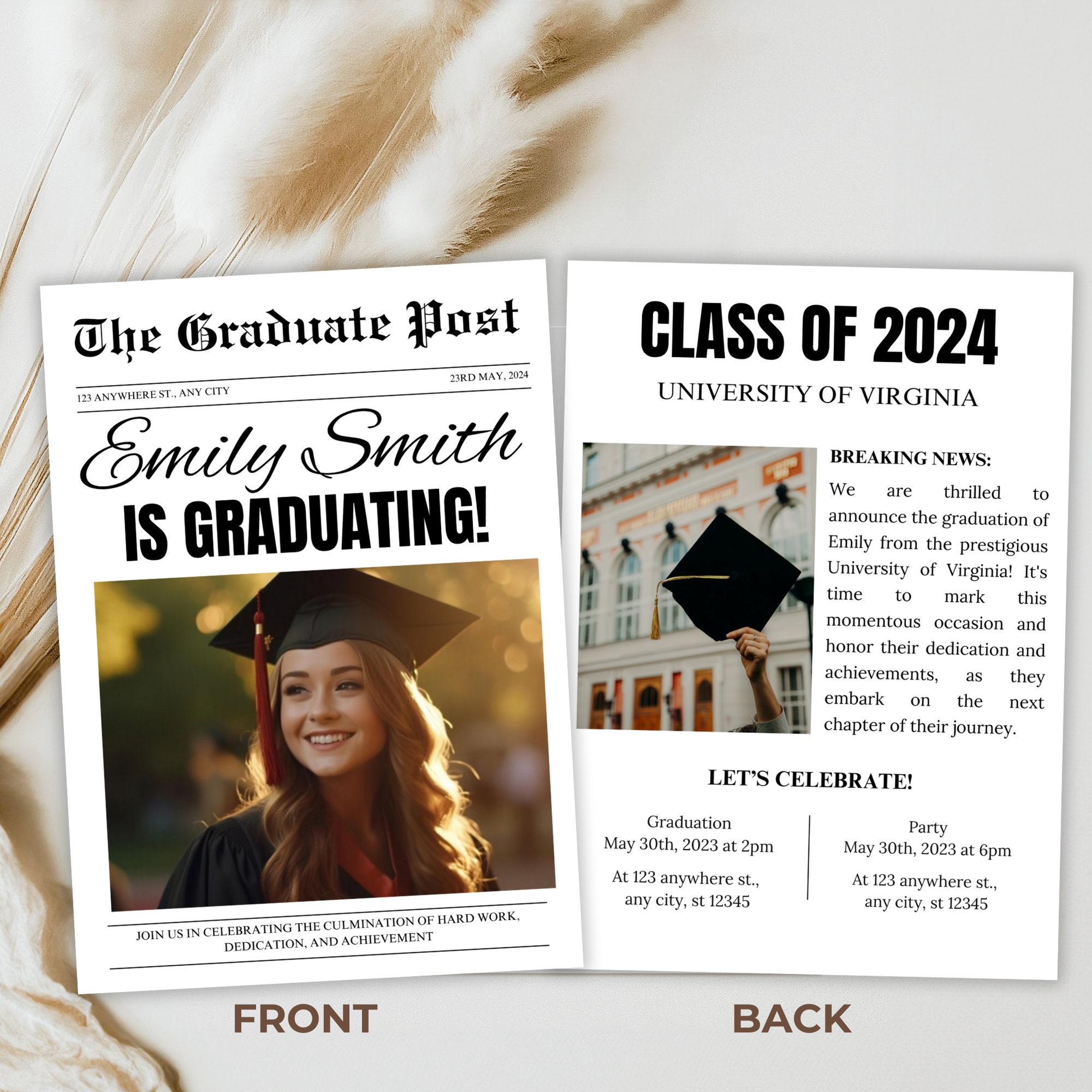 Graduation Party Invitation Template Graduation Announcement Card ...