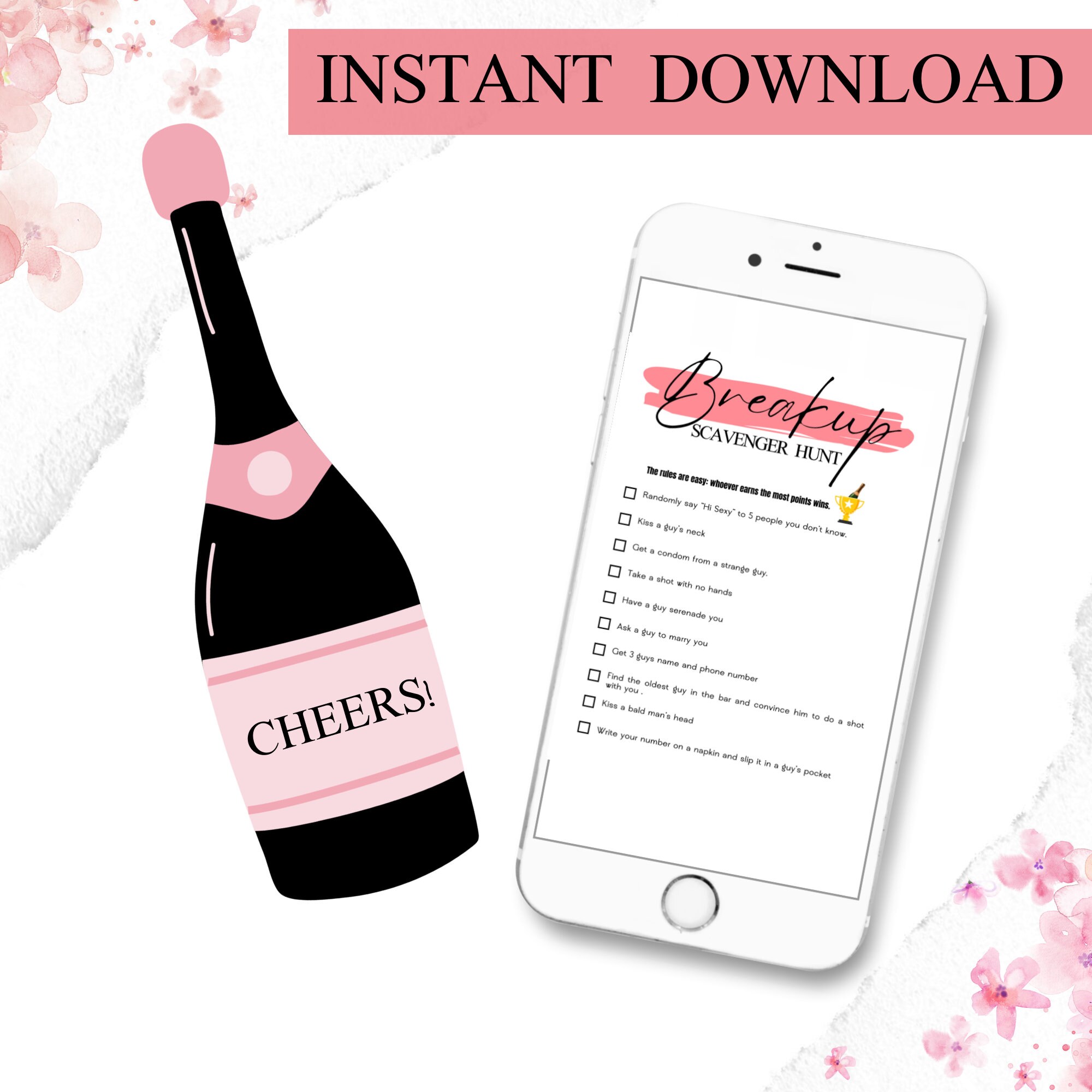 Breakup Scavenger Hunt Game Printable Breakup Party Instant Download ...