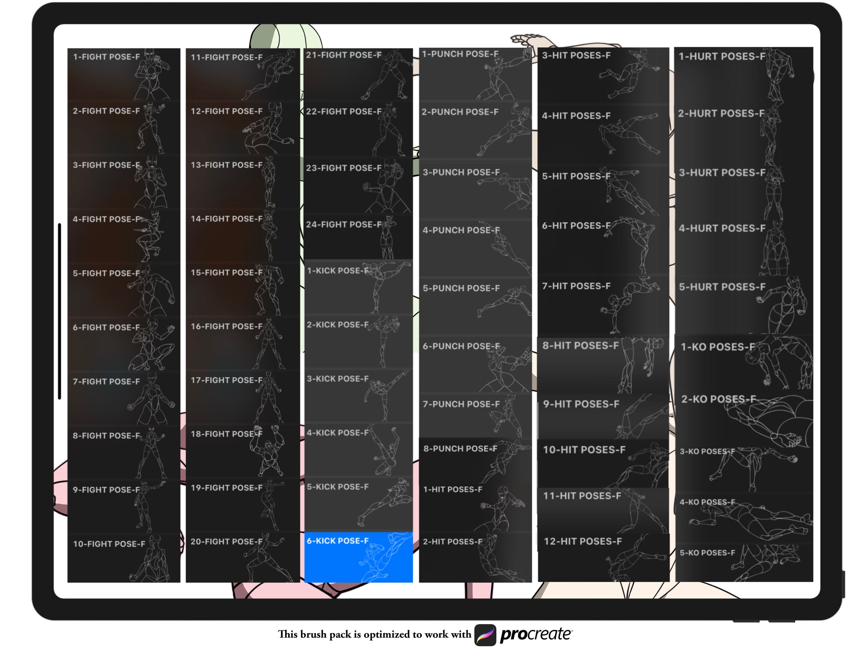 80 Female Fight/ Defeat Procreate Poses Anime Anatomy Stamps - Etsy