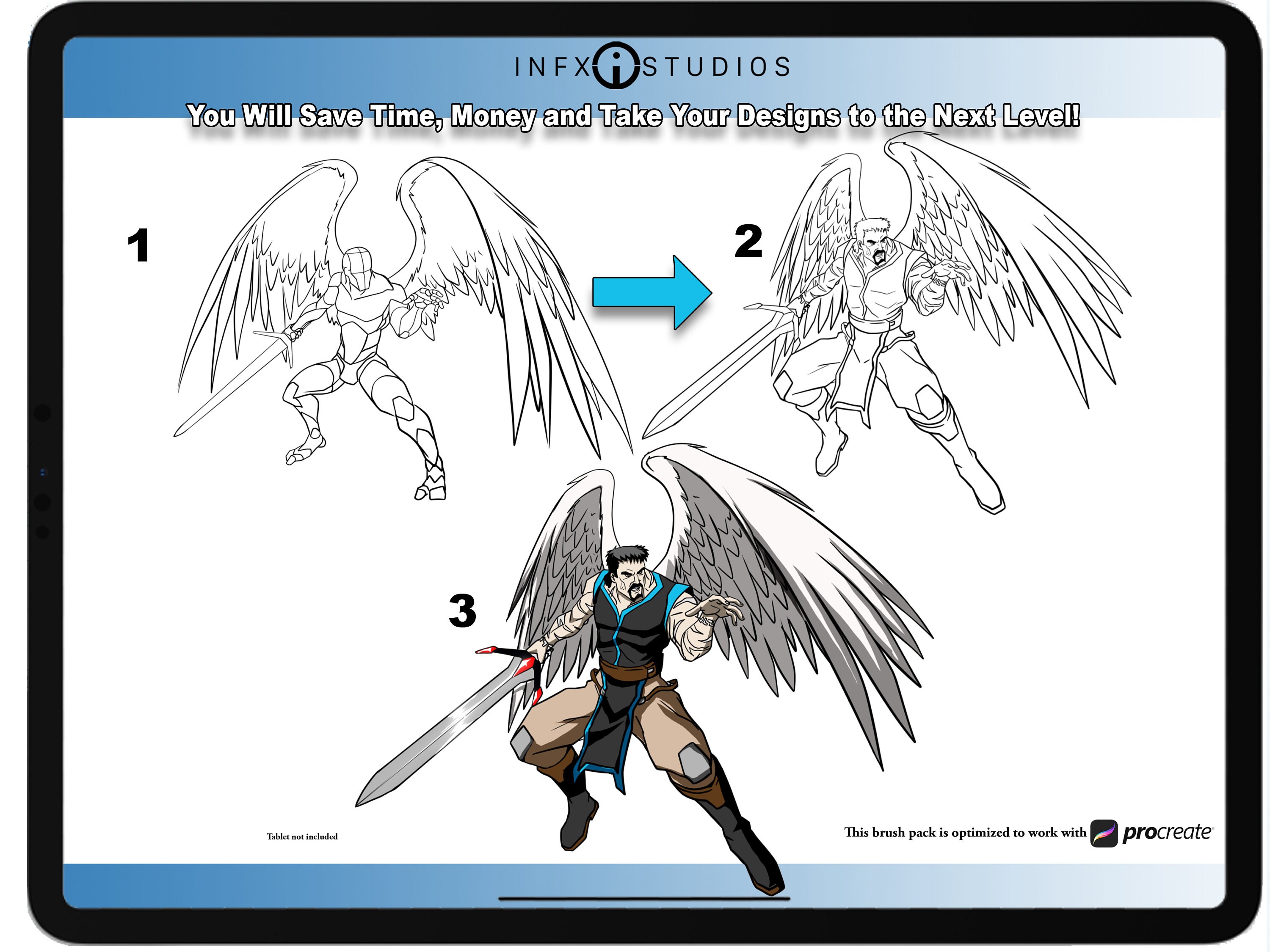 60 Male Angels and Demons Pose Procreate Guide Brushes Anime Style ...