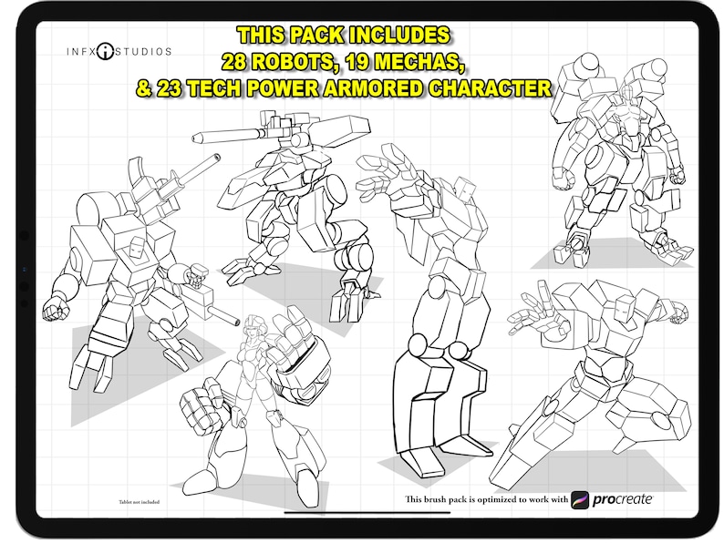 70 Procreate Mechs & Robots Brushes: Anime Pose Guide (digital Download ...