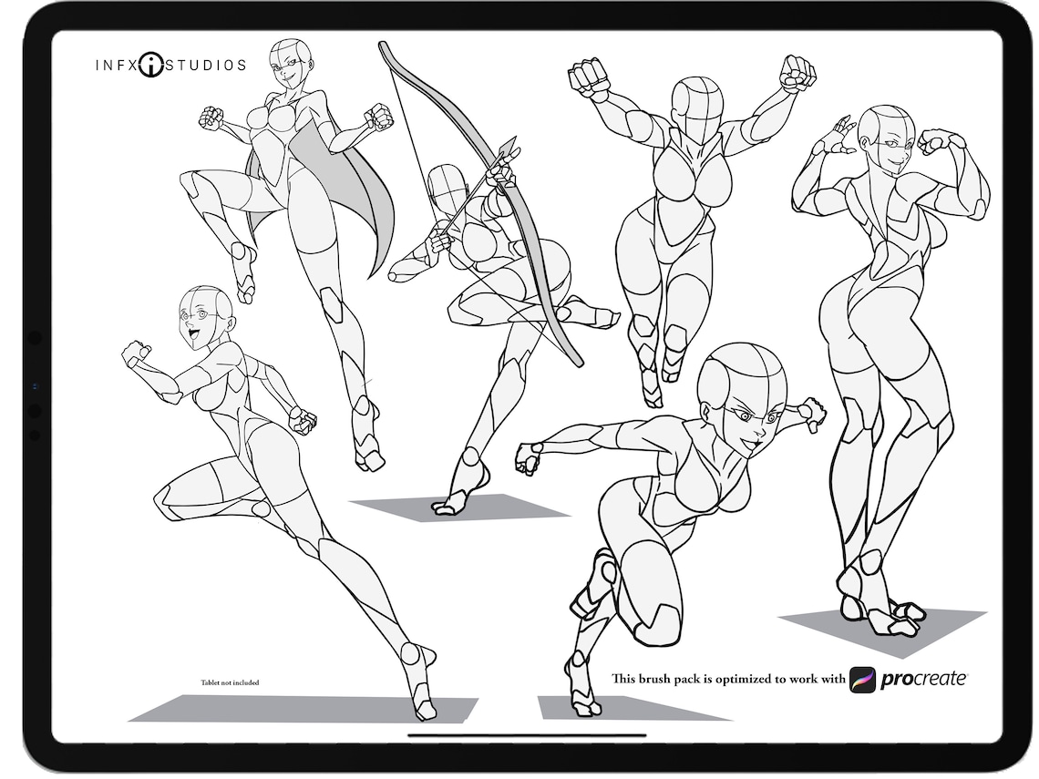 60 Female Superhero Pose Procreate Brushes Female Stamps - Etsy